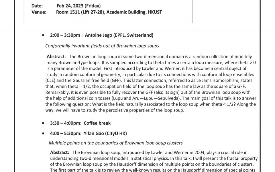 Department of Mathematics - Joint Probability Seminar - Multiple points on the boundaries of ...